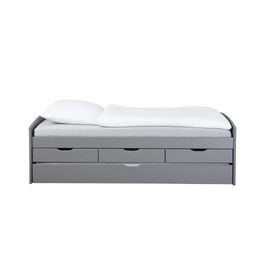Pharao24.de Stauraum Bett in Grau Kiefer Massivholz