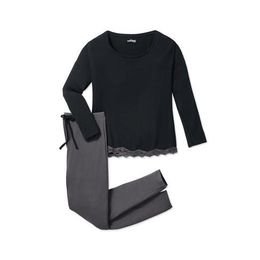 Tchibo - Pyjama mit Spitze - Damen - Gr. L - dunkelgrau