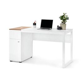 Tchibo - Schreibtisch mit Stauraum - 130,5x60,5x73,5cm - braun - Holz / Buchenholz / Metall