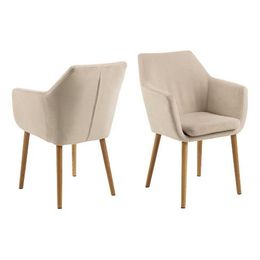 Tchibo - Stuhl mit Armlehnen - 58x58x84cm - beige - Polyester / Polyamid / Eichenholz