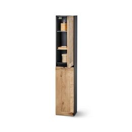 Tchibo - Bad-Hochschrank - 30x25x160cm - schwarz - Holz / Eichenholz / Glas
