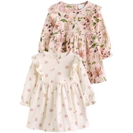 next Kleid M&auml;dchen Gr&ouml;&szlig;e 50 creme / dunkelgr&uuml;n / puder / pastellpink