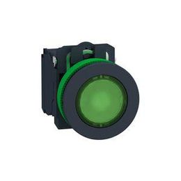 Schneider Electric Leuchtdrucktaster, flach, komplett, &oslash;30mm, IP69K Federr&uuml;ckf&uuml;hrung von oben/unten 1 &Ouml;ffner + 1 Schliesser 24 VAC/VDC LED Gr&uuml;n - 