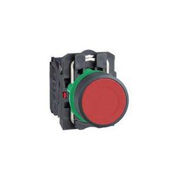 Schneider Electric Drucktaster rot, flach, komplett, &Oslash;22mm, 600V, 1 S, IP69K Tastend 1 &Ouml;ffner B&uuml;ndige Montage Schwarz/Rot - XB5AA42