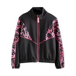 next Sweatjacke M&auml;dchen Gr&ouml;&szlig;e 134 pink / rosa / schwarz / wei&szlig;