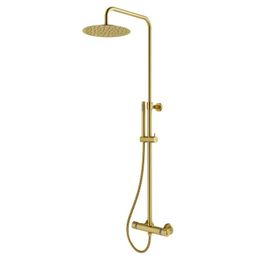 Mariner Volta Duschsystem mit Thermostat, Metall-Stabhandbrause und Edelstahl-Kopfbrause rund, WLS6302-OB,