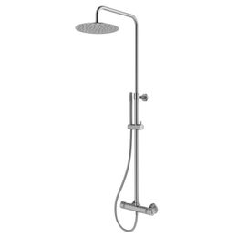 Mariner Volta Duschsystem mit Thermostat, Metall-Stabhandbrause und Edelstahl-Kopfbrause rund, WLS6302-CS,