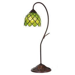 Clayre & Eef Tiffany Tischlampe Ø 28x60 cm Grün Glas