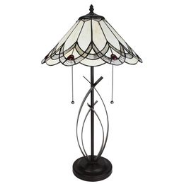Clayre & Eef Tiffany Tischlampe Ø 39x69 cm Beige Glas Rund