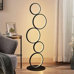 LINDBY LED-Stehleuchte Jacek, schwarz, Metall, 110 cm, Ringe