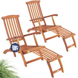 Casaria Gartenliege 2er-Set FSC -zertifiziert Akazie klappbar 160kg belastbar