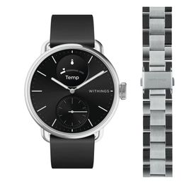 Withings ScanWatch 2 - Neu mit Körpertemperatur & EKG Messung 38 mm Schwarz / Ohne Gratis Armband / Gliederarmband Silber