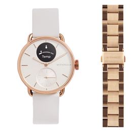 Withings ScanWatch 2 - Neu mit K&ouml;rpertemperatur & EKG Messung 38 mm Rosegold / Ohne Gratis Armband / Gliederarmband Rosegold