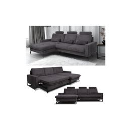 Vitalispa Wohnlandschaft mit Schlaffunktion Anthrazit, Schlafsofa mit Bettkasten