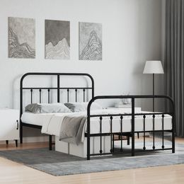 vidaXL Bettgestell mit Kopf und Fußteil Metall Schwarz 120x200 cm - Bettgestell - Bettgestelle - Bettrahmen - Bett