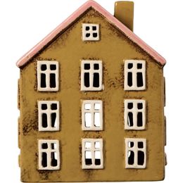 IB Laursen Keramikh&auml;uschen Teelicht Nyhavn rote T&uuml;r an Seite IB Laursen Online Shop