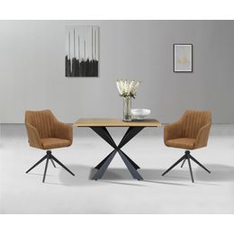 Esszimmerstuhl Home Affaire "Naples, TOPSELLER, OTTOs Choice", braun (cognac), B:58cm H:86cm T:57cm, metal frame, plywood, foam, fabric, metal leg, Stühle, Drehstuhl 360 Grad Drehfunktion, hochwertiges Material, pflegeleicht