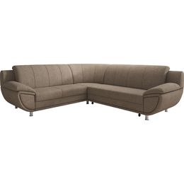 Ecksofa Trendmanufaktur "Rondo II, zeitlos & elegant, bequeme Armlehnen, L-Form", braun (tan), B:267cm H:85cm T:247cm, Struktur (100% Polyester), Sofas, Ecksofa, wahlweise mit Federkern, wahlweise mit Bettfunktion, B/T 247/267cm