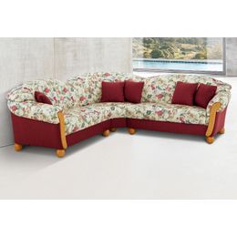 Ecksofa Home Affaire "Milano, bequem mit Federkern, B/T/H 233/233/83cm, Landhausstil, L-Form", rot (rot, gebl&uuml;mt), B:233cm H:83cm T:233cm, Sofas, Ecksofa, gleichschenklig