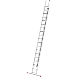 Anlegeleiter Hailo "S80 ProfiStep duo", grau (aluminiumfarben), B:41cm H:512cm L:16cm, Aluminium, Leitern, Aluminium-Schiebeleiter 2-teilig 2x18 Sprossen