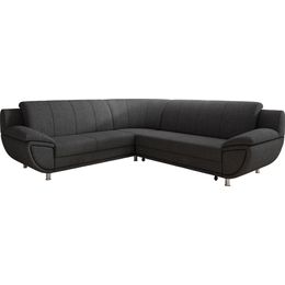 Ecksofa Trendmanufaktur "Rondo II, zeitlos & elegant, bequeme Armlehnen, L-Form", grau (dunkelgrau), B:267cm H:85cm T:247cm, Struktur (100% Polyester), Sofas, Ecksofa, wahlweise mit Federkern, wahlweise mit Bettfunktion, B/T 247/267cm