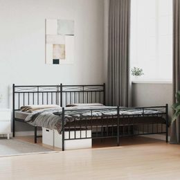 vidaXL Metallbett ohne Matratze mit Fußteil Schwarz 180x200 cm