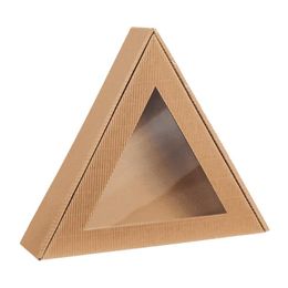 25 x Geschenkbox Dreieck mit Sichtfenster 291 x 288 x 74 mm (natur)