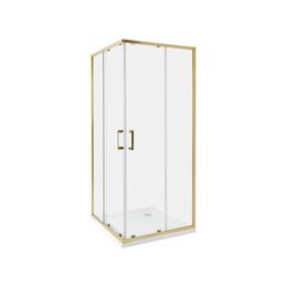 Beliani Duschkabine TELA in Transparent/Gold - (W) 80 x (H) 185 x (L) 80 cm | Gr.: onesize