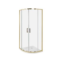 Beliani Duschkabine JUKATAN in Transparent/Gold - (W) 80 x (H) 185 x (L) 80 cm | Gr.: onesize