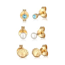 Elli Ohrringe 925 Sterling Silber Muschel in Gold | Gr.: onesize