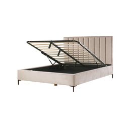 Beliani Doppelbett SEZANNE in Beige/Grau/Schwarz - (W) 190 x (H) 142 x (L) 215 cm | Gr.: onesize