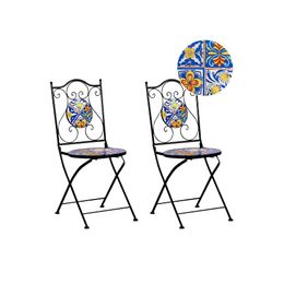 Beliani 2er-Set Gartenstuhl CORIANO in Schwarz/Blau | Gr.: onesize