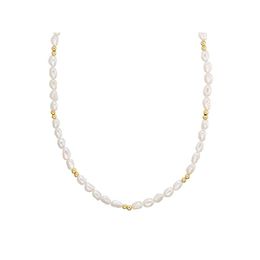 NOELANI 925 Sterling Silber vergoldet, Süßwasserzuchtperlen Halskette 37+5cm | Gr.: onesize