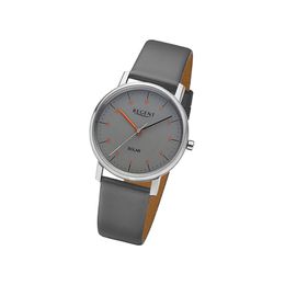 Regent Uhren Analog-Solaruhr Regent Lederarmband grau mittel (ca. 35mm) | Gr.: onesize
