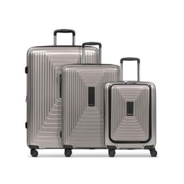 Redolz Essentials 14 4 Rollen Kofferset 3-teilig mit Dehnfalte in coffee grey metallic | Gr.: onesize