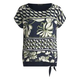 Betty Barclay Basic Shirt mit Schleifenknoten in Dark Blue/Green | Gr.: 38