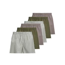 Jack & Jones Jack & Jones Web-Boxershorts 6er Pack in Grün/Weiß/Braun | Gr.: S