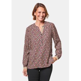 GOLDNER Bluse Moderne Druckbluse in legerer Form in rot / gemustert | Gr.: 44