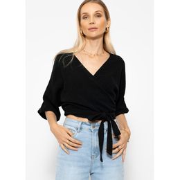 SASSYCLASSY Musselin Bluse zum Wickeln in schwarz | Gr.: L
