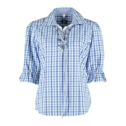 OS-Trachten Trachtenbluse Paruvo in mittelblau | Gr.: 42