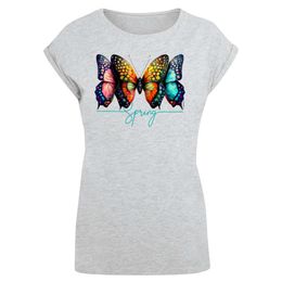 F4NT4STIC Extended Shoulder T-Shirt Schmetterling Illusion in grau meliert | Gr.: XL