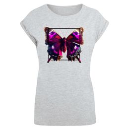 F4NT4STIC T-Shirt Pink Schmetterling SHORT SLEEVE TEE in grau meliert | Gr.: 4XL