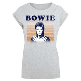 F4NT4STIC T-Shirt David Bowie Orange Stripes in grau meliert | Gr.: XXL