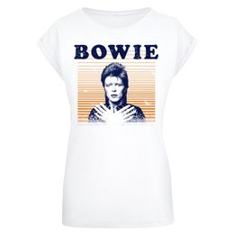 F4NT4STIC T-Shirt David Bowie Orange Stripes in wei&szlig; | Gr.: 4XL