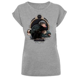 F4NT4STIC T-Shirt Phantastische Tierwesen Baby Nifflers in grau meliert | Gr.: XS