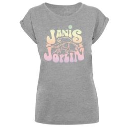 F4NT4STIC T-Shirt Janis Joplin Pastel Logo in grau meliert | Gr.: 4XL