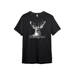 PAULGOS Herren T-Shirt, Platzhirsch, Hirschkopf in Schwarz | Gr.: XL