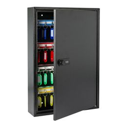 HMF 13664-02 Schl&uuml;sselschrank mit Zahlencode, Schl&uuml;sselkasten gro&szlig;, 64 Haken, 45 x 30 x 8 cm, Schwarz