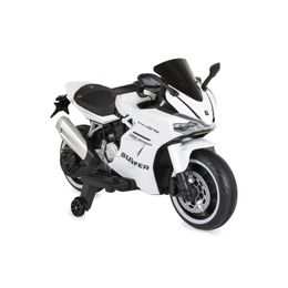 Moni Kinder Elektromotorrad Surfer St&uuml;tzr&auml;der Fu&szlig;st&uuml;tze Bluetooth MP3-Ausgang wei&szlig;