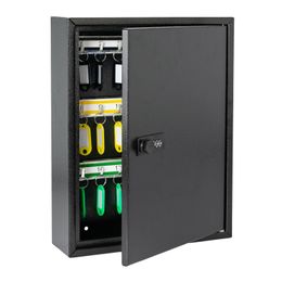 HMF 13642-02 Schl&uuml;sselschrank mit Zahlencode, Schl&uuml;sselkasten gro&szlig;, 42 Haken, 35 x 27 x 8 cm, Schwarz